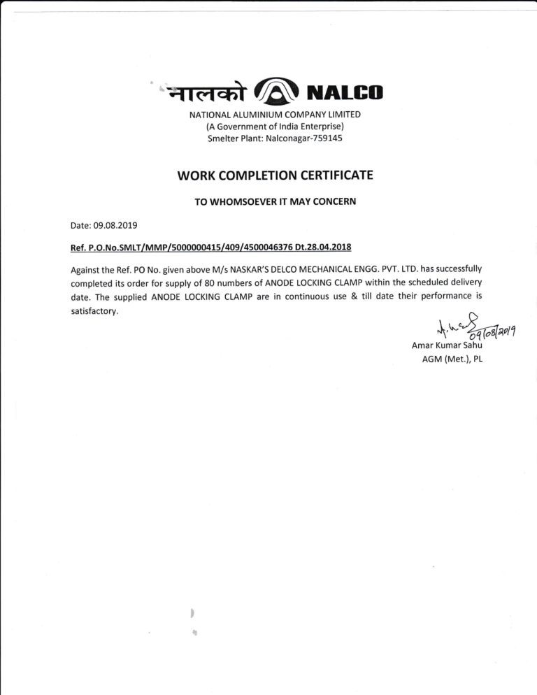 OUR JOB COMPLETION CERTIFICATE